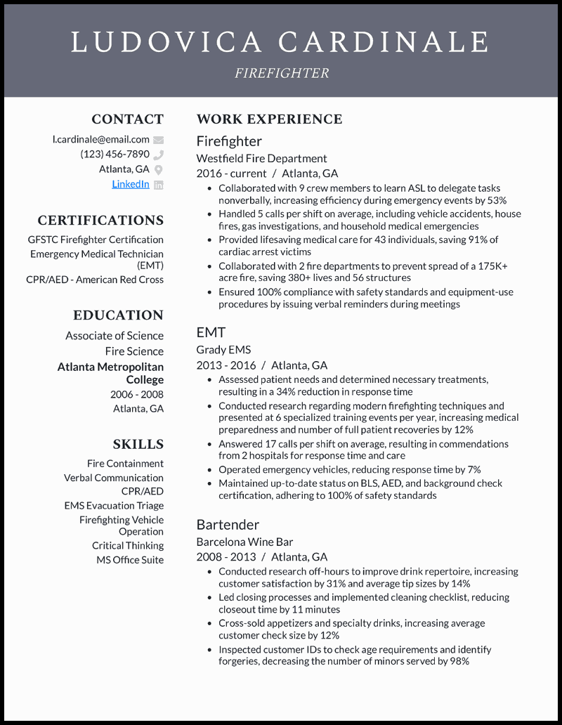 7 Firefighter Resume Examples [& Templates]