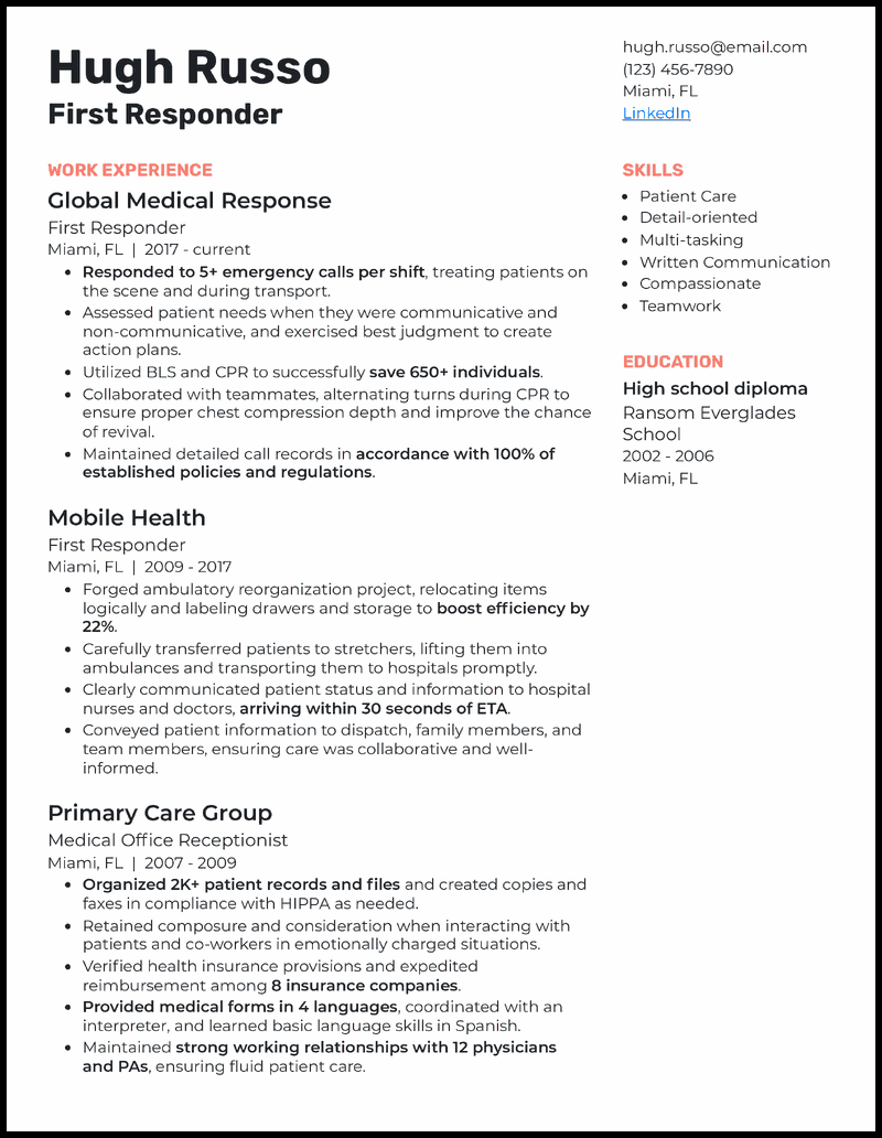7 EMT Resume Examples [& Templates]