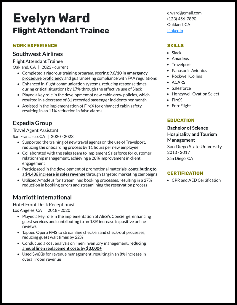 11 Flight Attendant Resume Examples & Guide for 2025