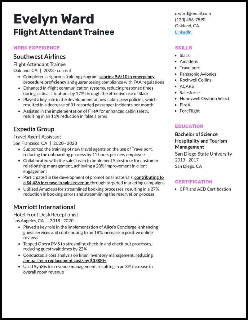 11 Flight Attendant Resume Examples & Guide for 2025