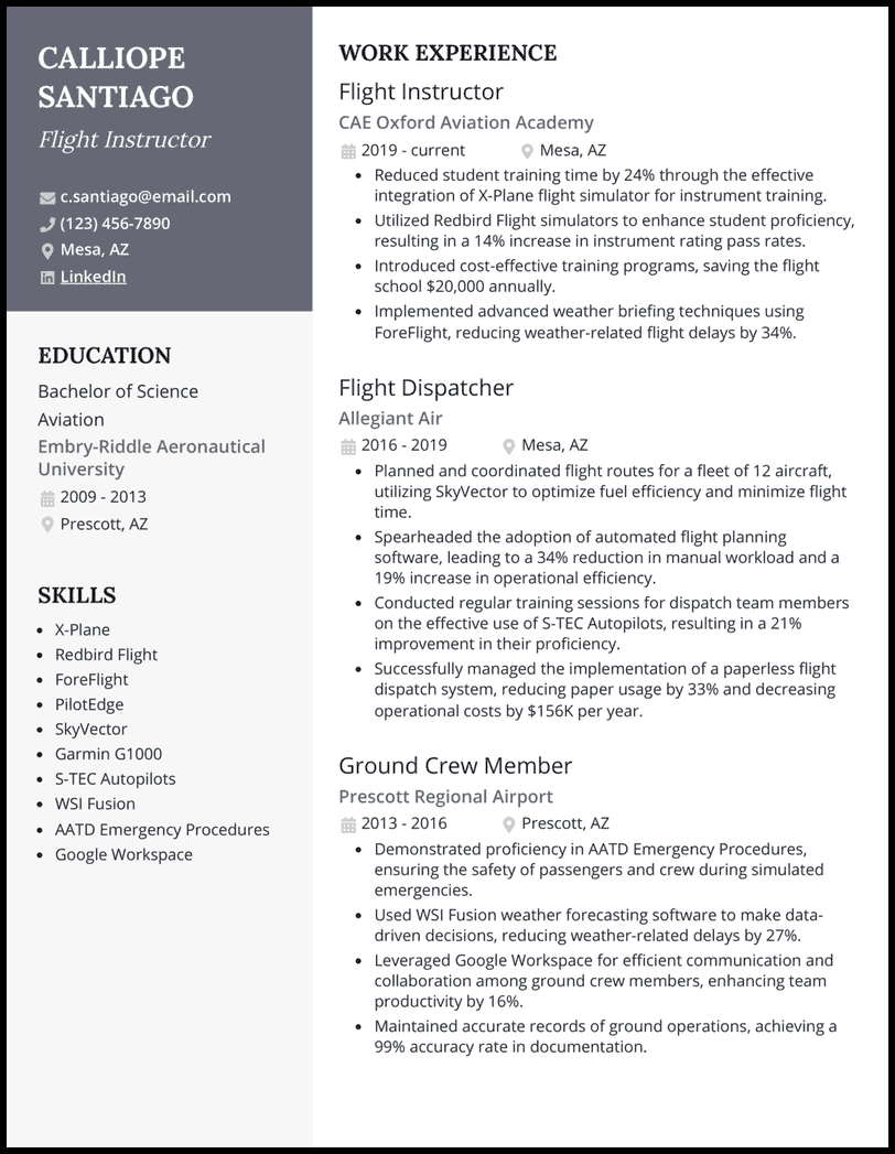 5 Pilot Resume Examples Ready for Takeoff in 2024