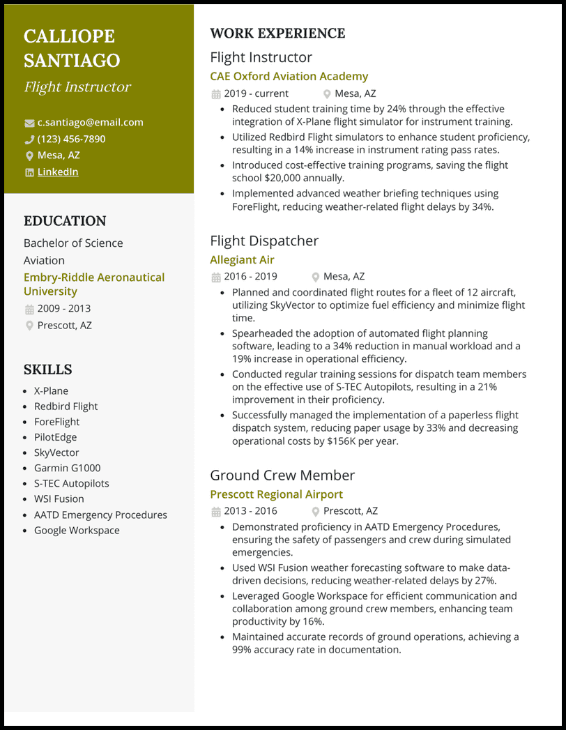 5 Pilot Resume Examples Ready for Takeoff in 2024