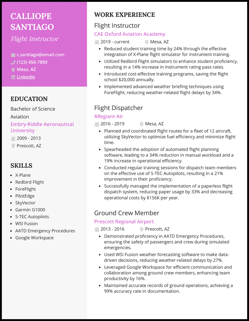 5 Pilot Resume Examples Ready for Takeoff in 2024