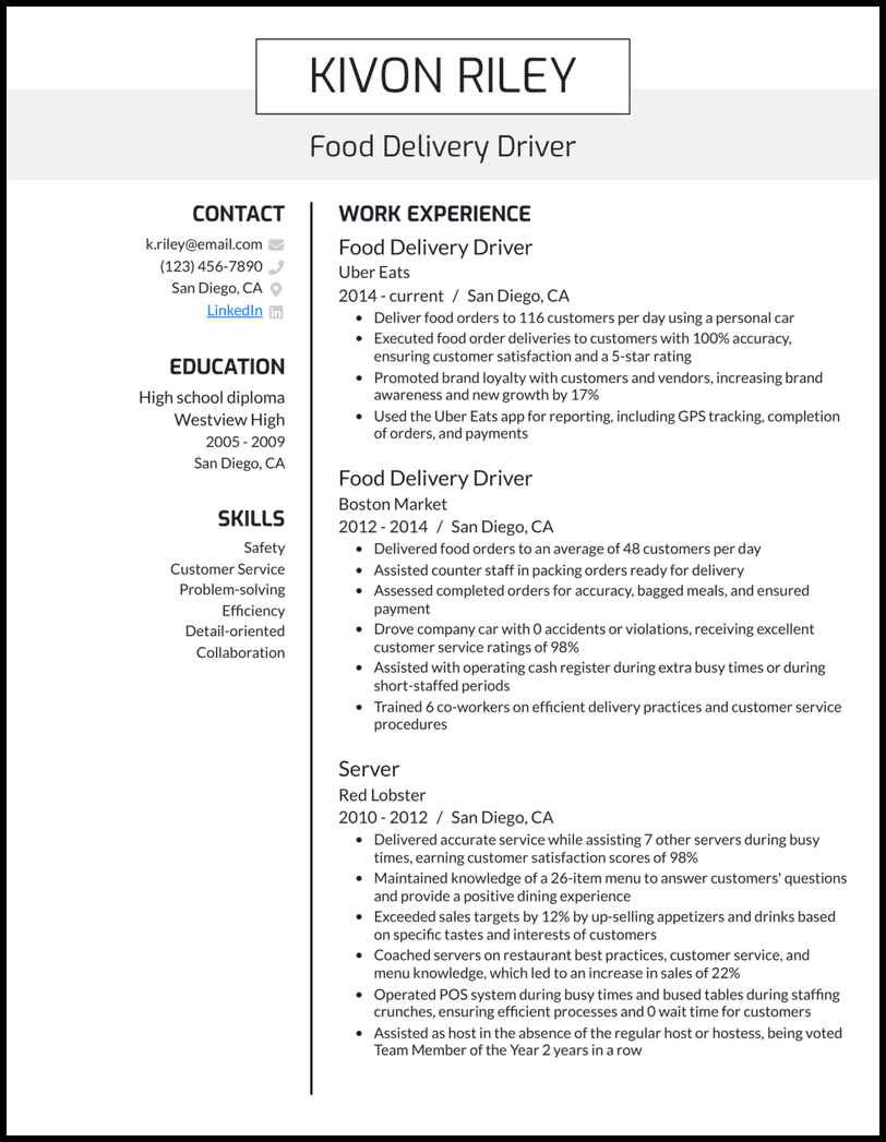 5 Delivery Driver Resume Examples That Work in 2025