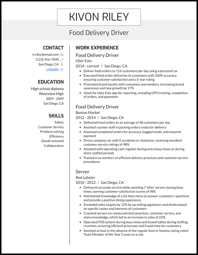5 Delivery Driver Resume Examples That Work in 2025