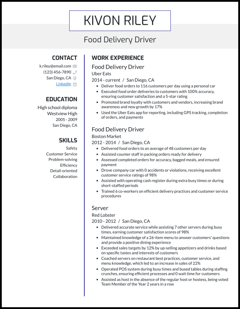 5 Delivery Driver Resume Examples That Work in 2025