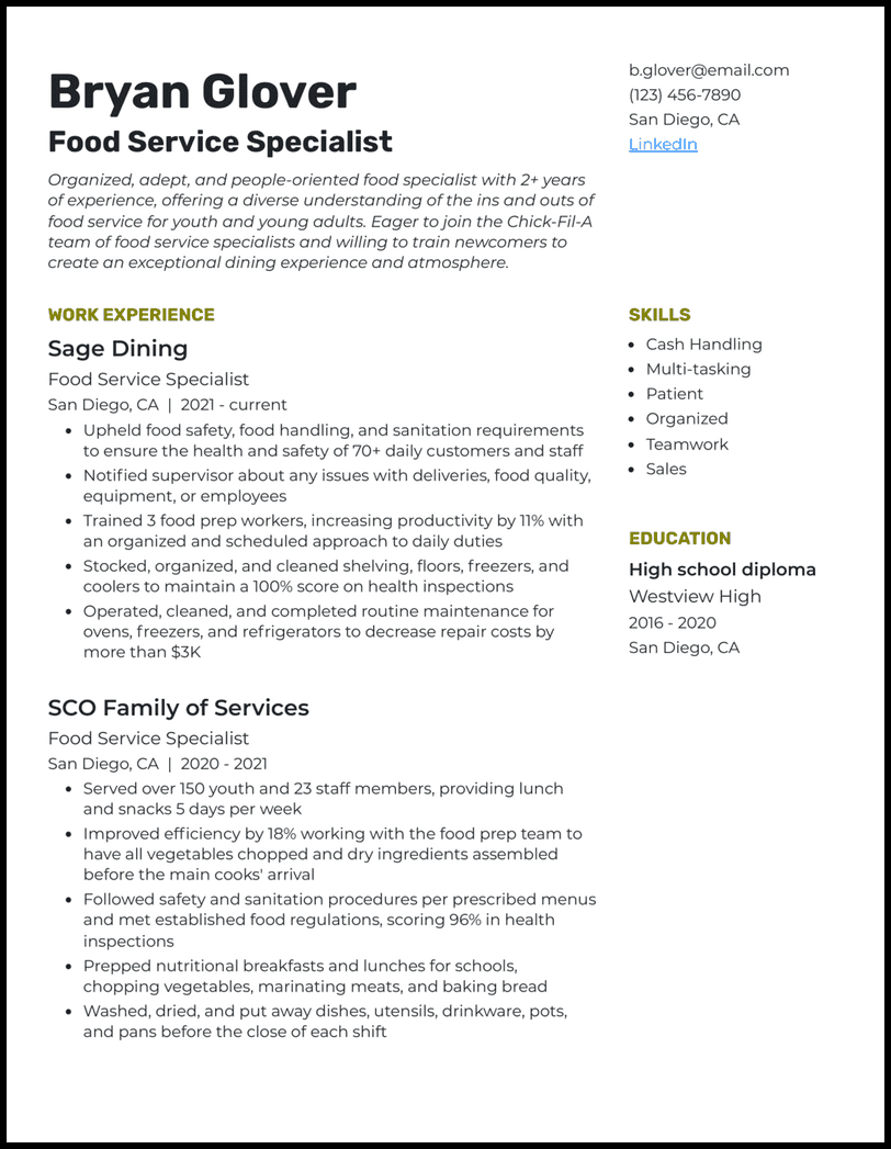 7 Food Service Worker Resume Examples for 2024