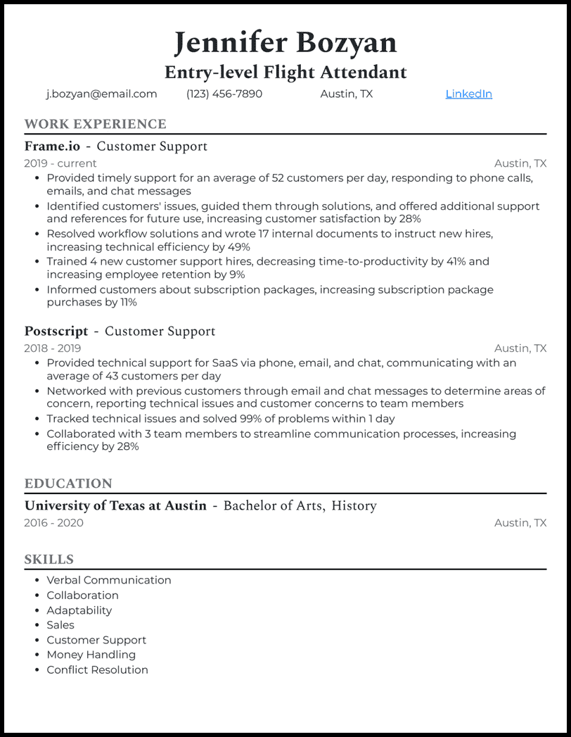 3 Real Entry-Level Flight Attendant Resume Examples That Worked in 2025