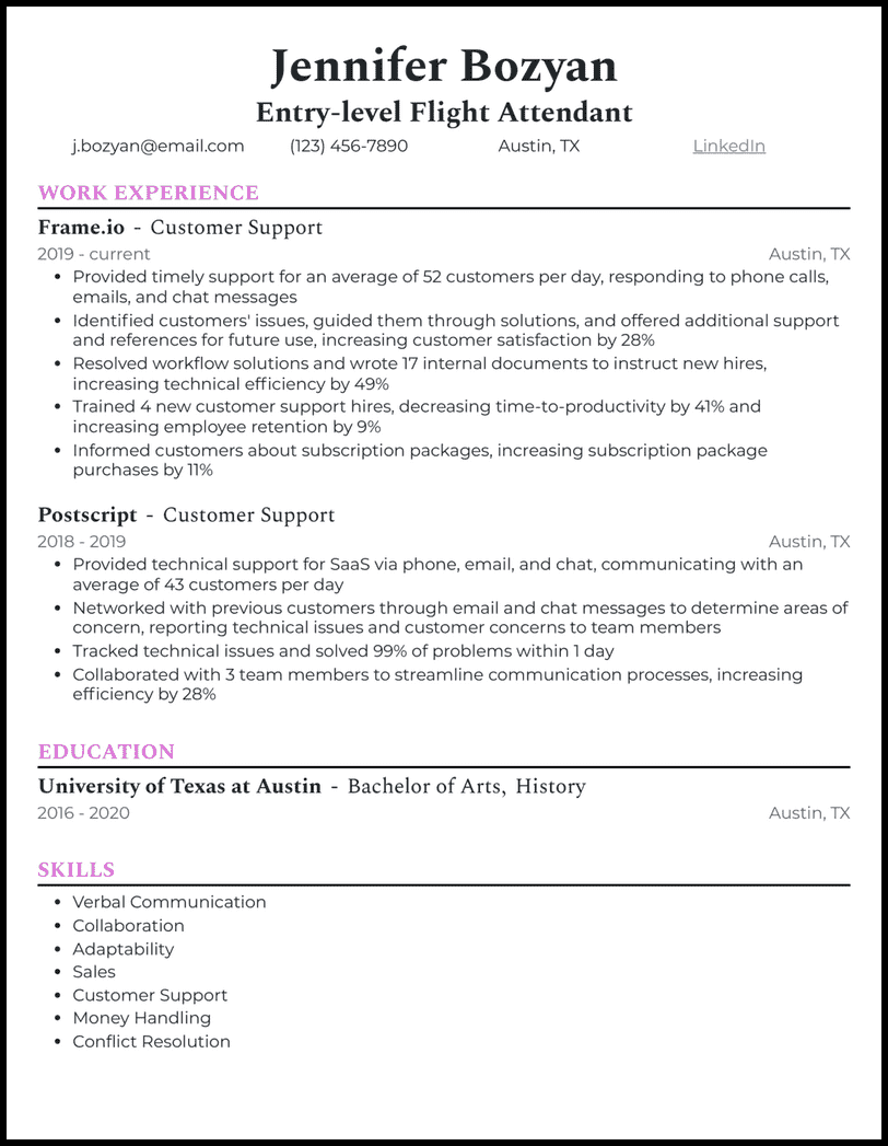 3 Real Entry-Level Flight Attendant Resume Examples That Worked in 2025