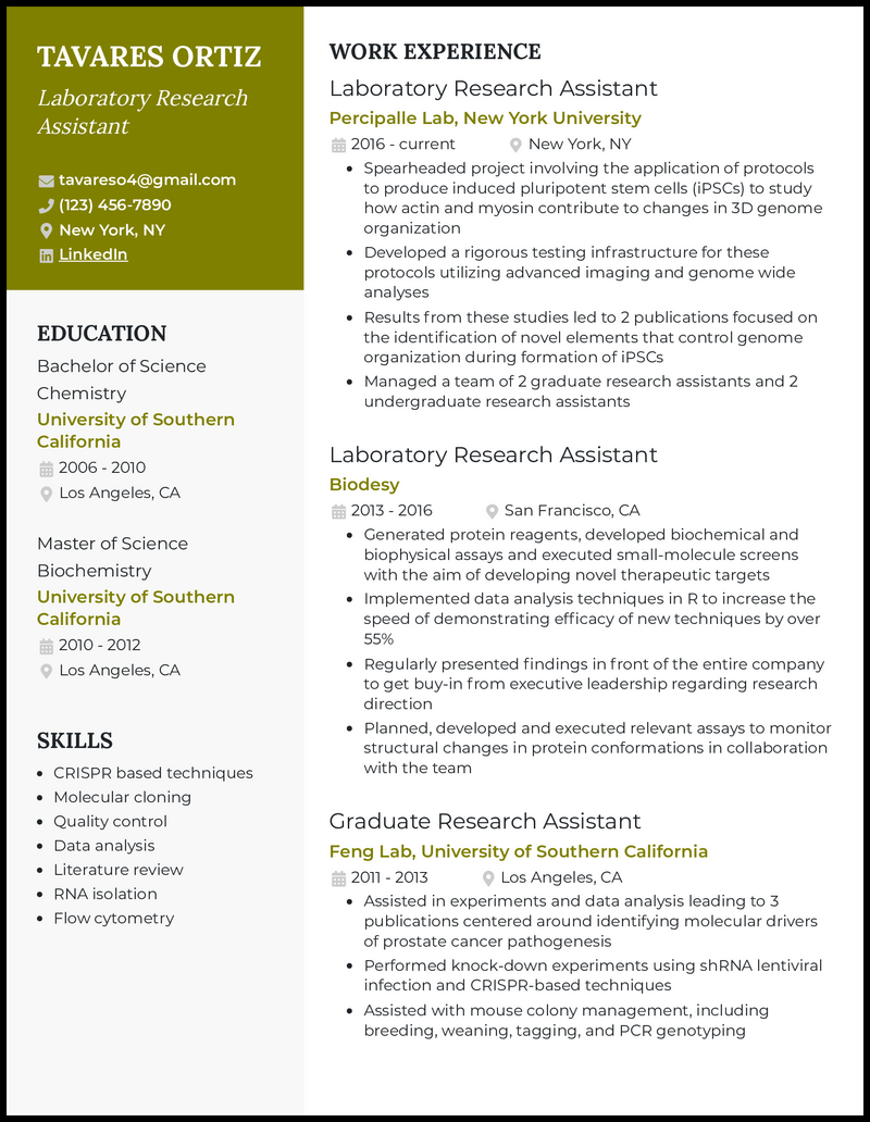 3 Laboratory Research Assistant Resume Examples in 2026
