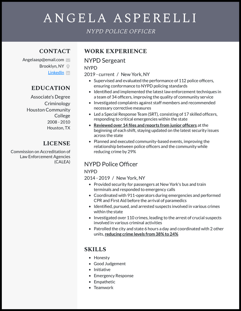 3 NYPD Police Officer Resume Examples That Work in 2025