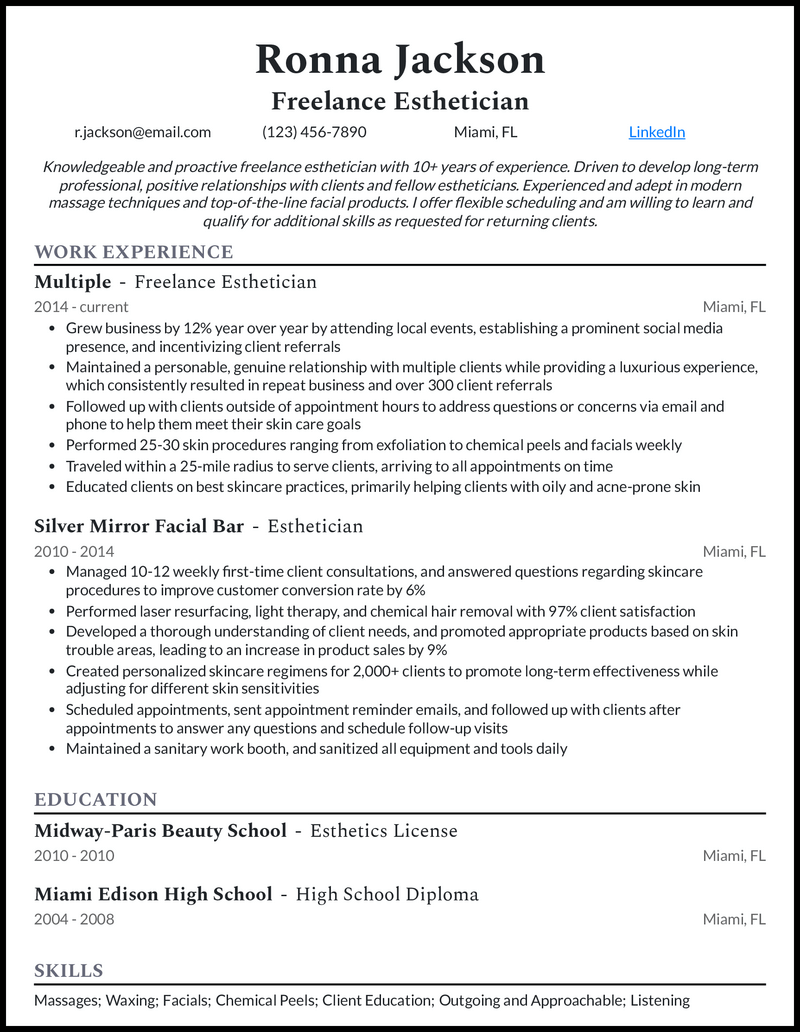 13 Esthetician Resume Examples That Work in 2025