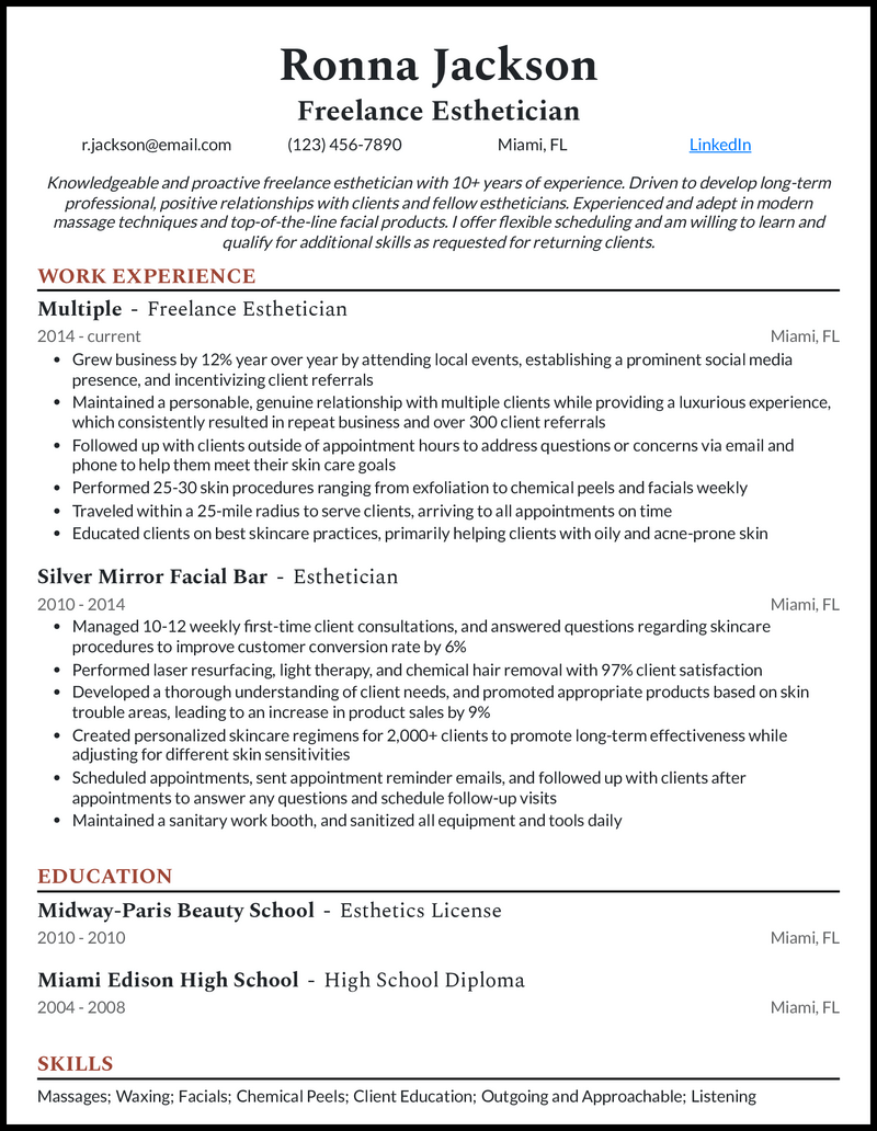 13 Esthetician Resume Examples That Work in 2025