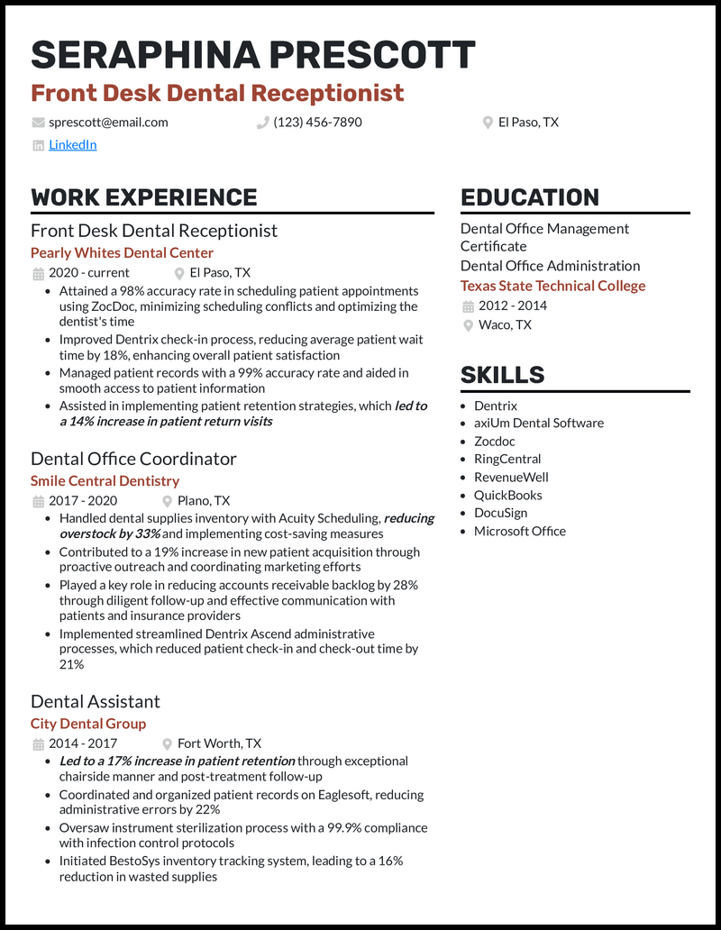 9 Front Desk Receptionist Resume Examples for 2025
