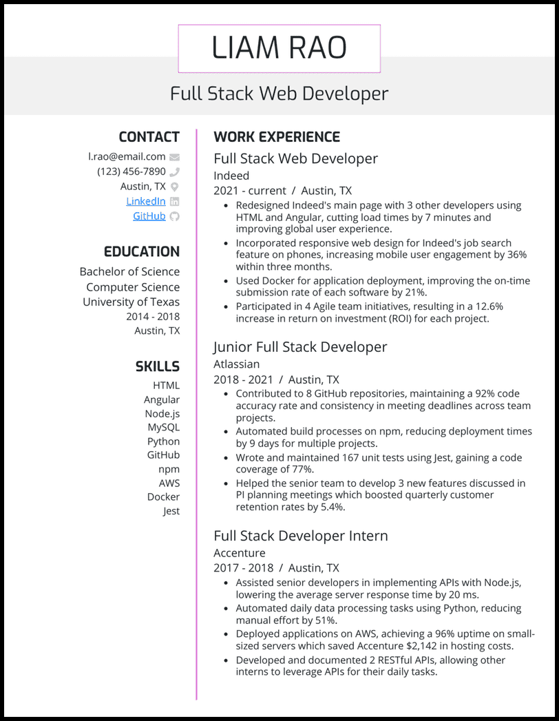 13 Real Full-Stack Developer Resume Examples That Worked in 2025