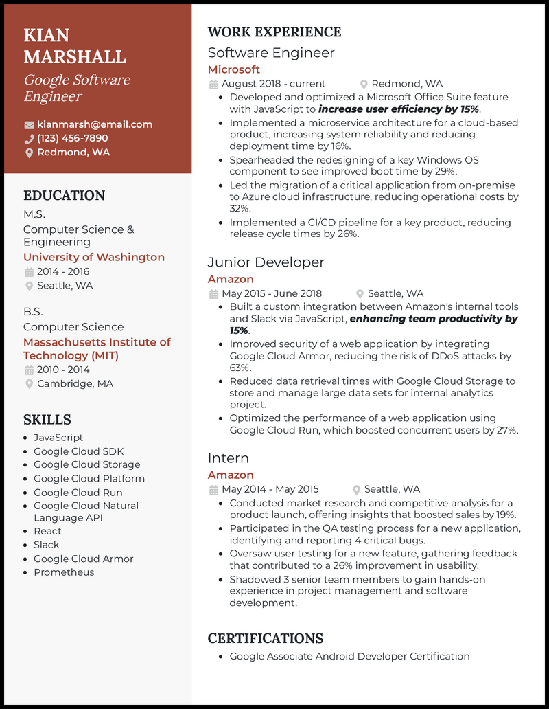 3 Google Software Engineer Resume Examples [& Templates]