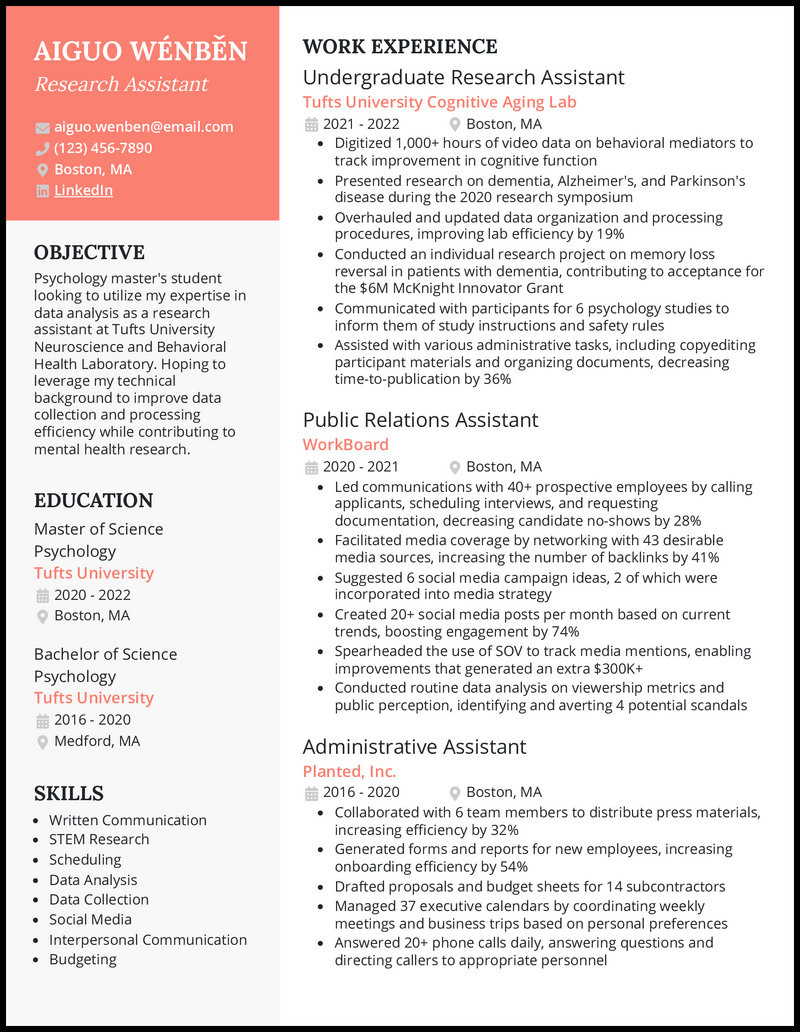 7 Grad School Resume Examples [& Templates]