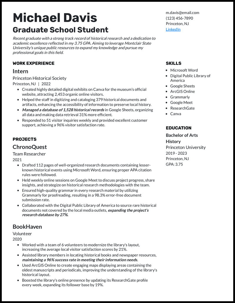 7 Grad School Resume Examples [& Templates]