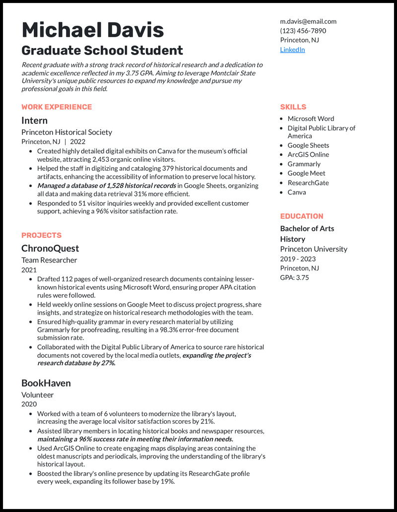7 Grad School Resume Examples [& Templates]