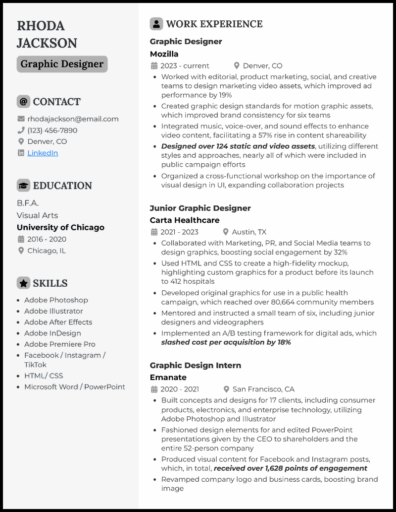 26 Graphic Designer Resume Examples That Work in 2026