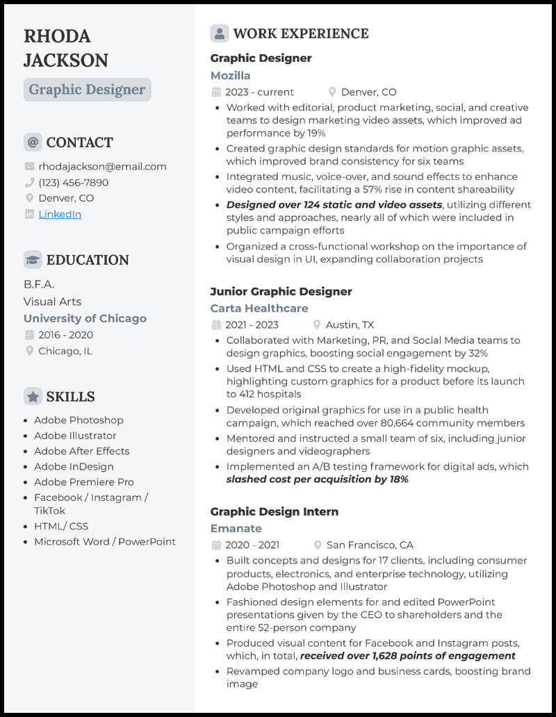 26 Graphic Designer Resume Examples That Work in 2026