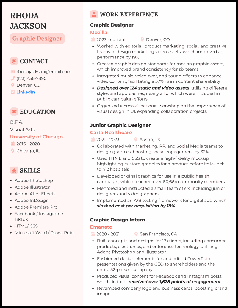 26 Graphic Designer Resume Examples That Work in 2026