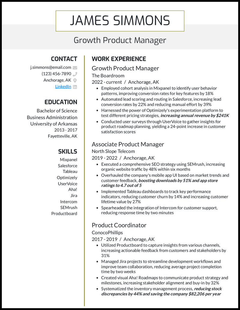40 Product Manager Resume Examples That Worked in 2024