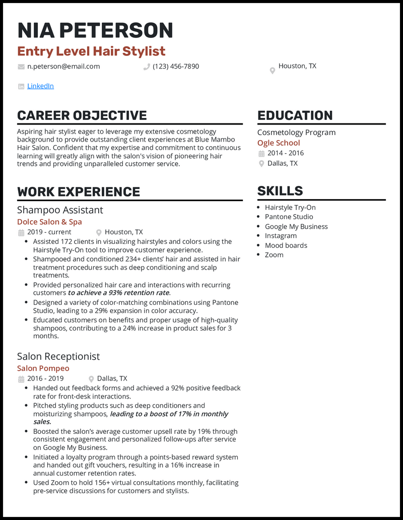11 Hair Stylist Resume Examples [& Templates]