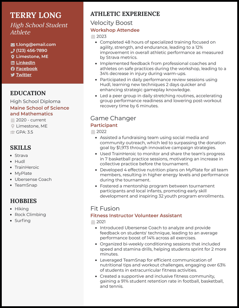 5 High School Student Athlete Resume Examples for 2025