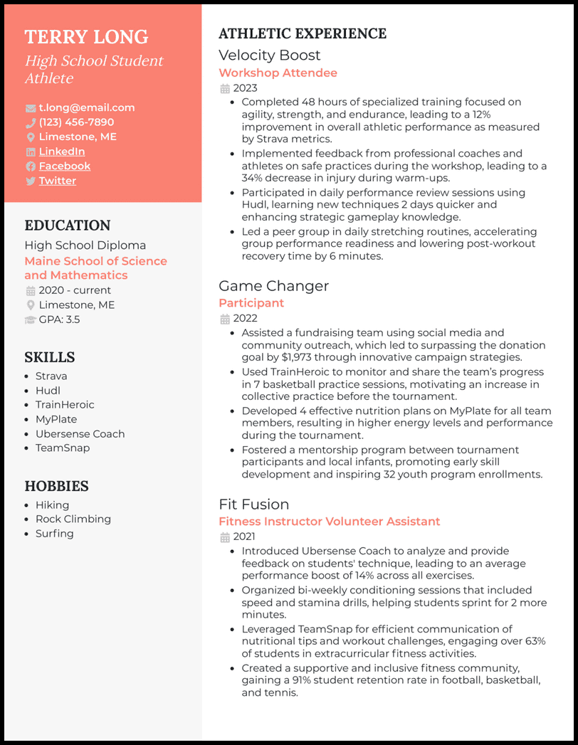 5 High School Student Athlete Resume Examples for 2025