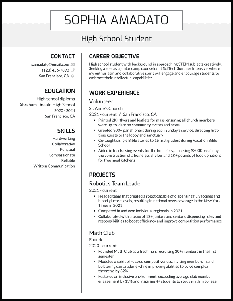 22 High School Resume Examples & Templates to Stand Out