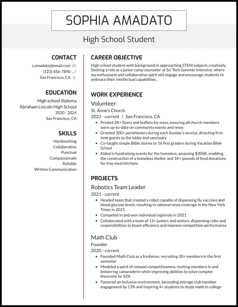 22 High School Resume Examples & Templates to Stand Out