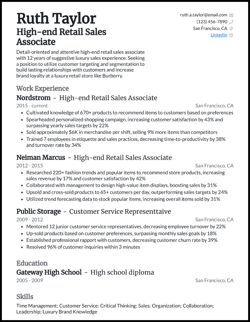 7 Retail Sales Associate Resume Examples [& Templates]