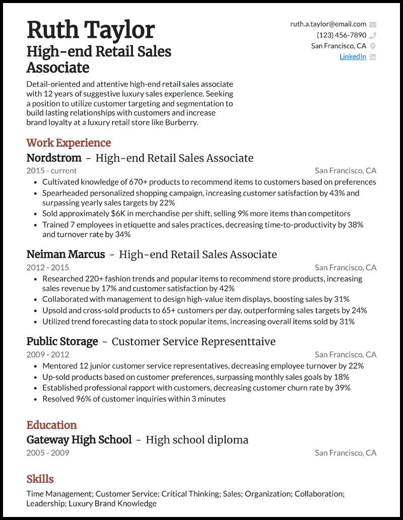 7 Retail Sales Associate Resume Examples [& Templates]