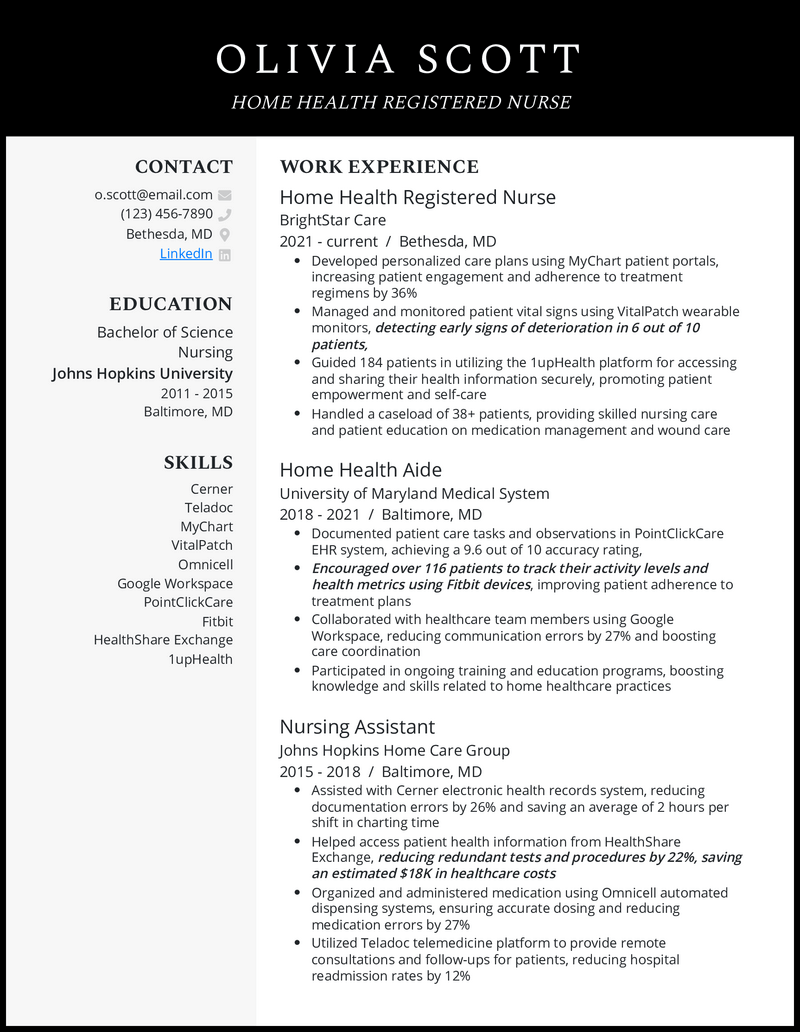 8 Home Health Aide Resume Examples Working in 2026