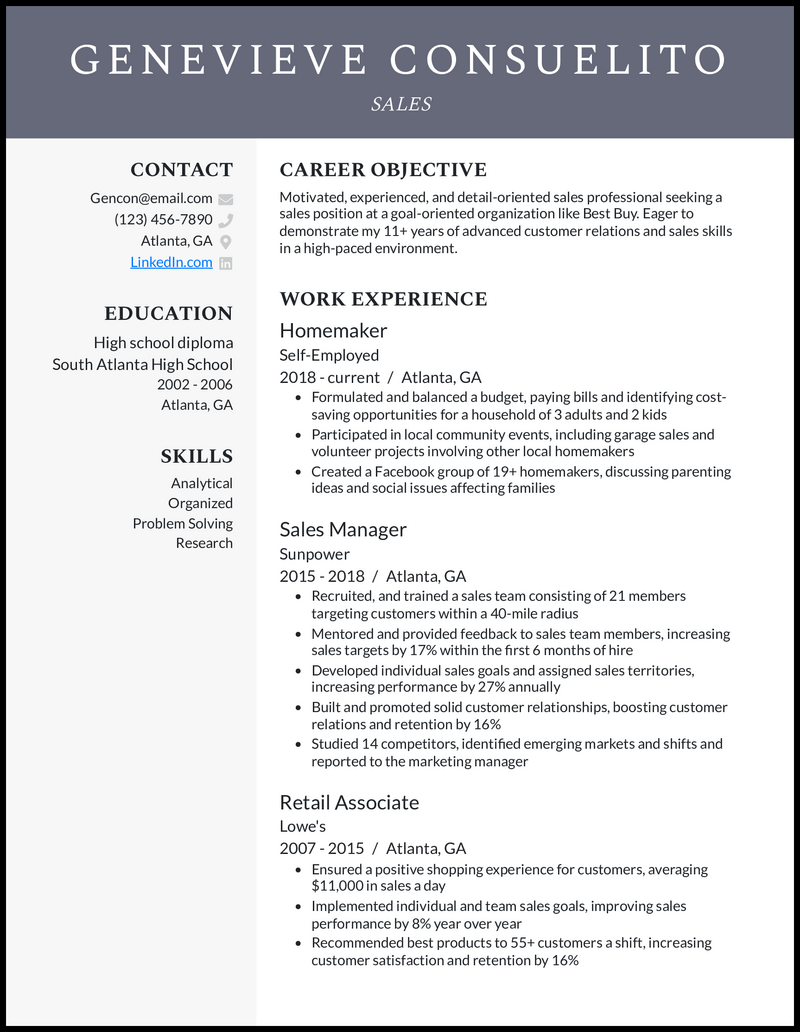 3 Homemaker Resume Examples That Got The Job In 2024