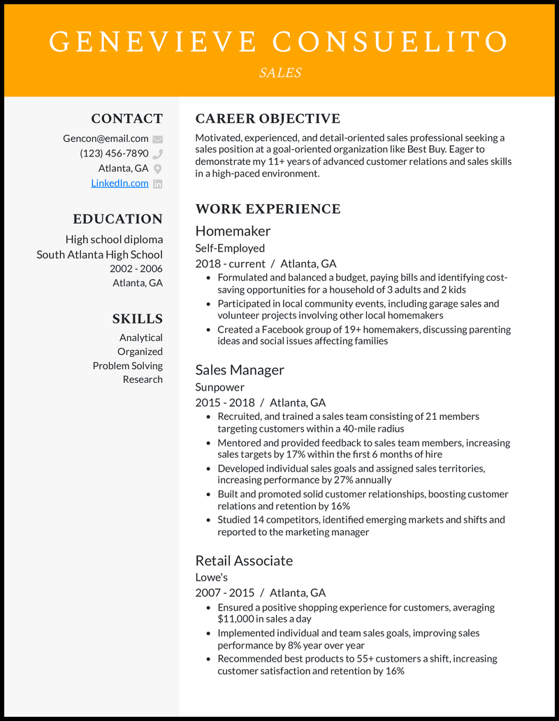 3 Homemaker Resume Examples That Got The Job In 2024