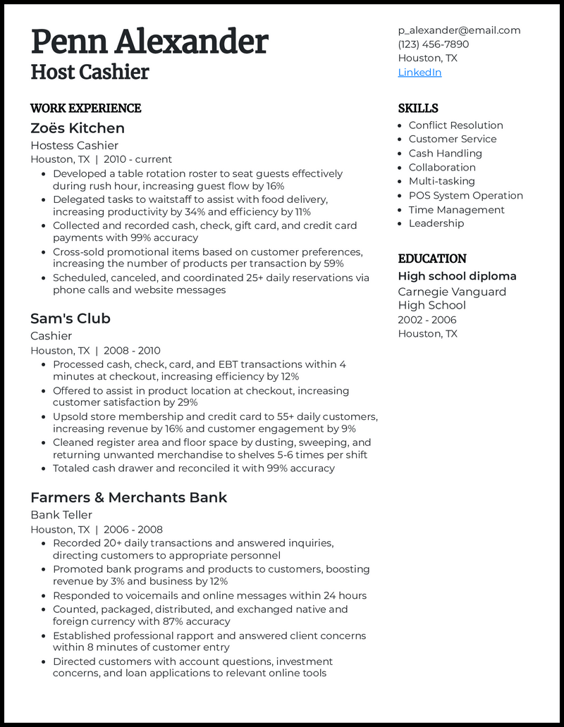 12 Hostess Resume Examples [& Templates]