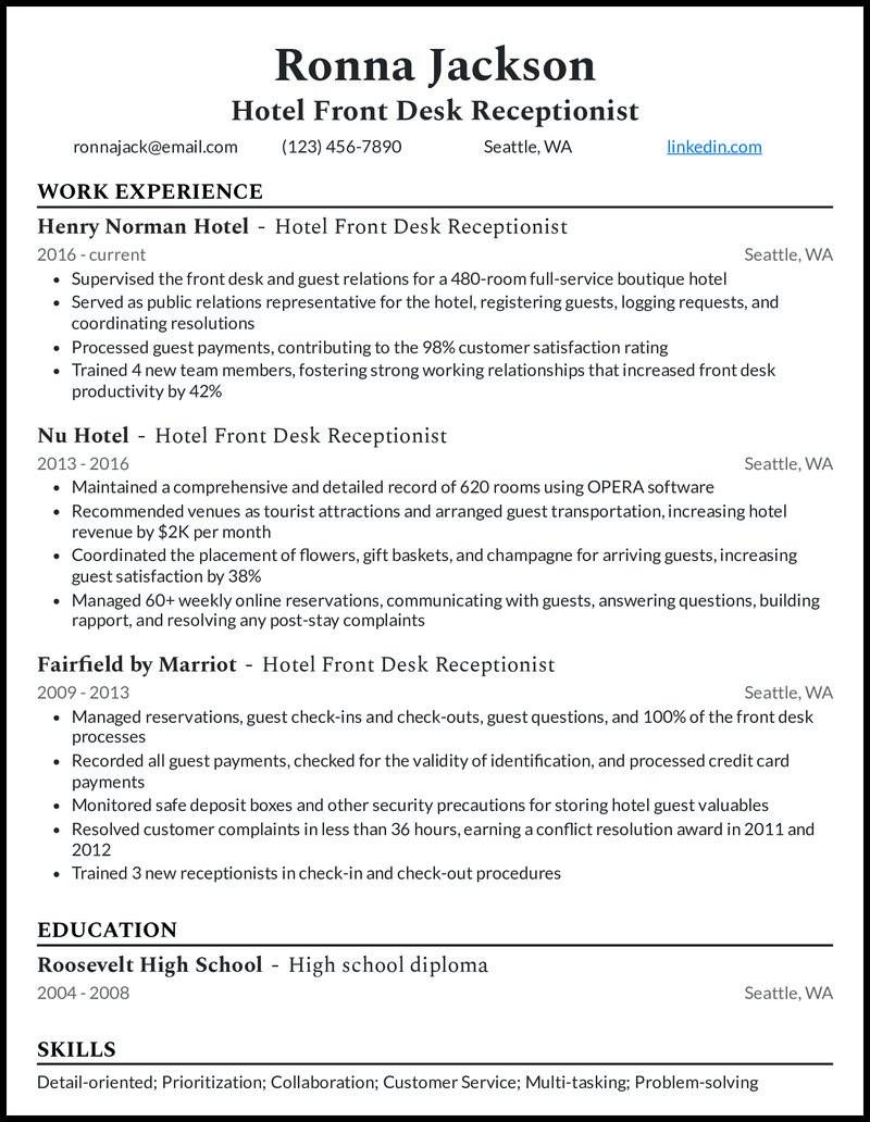 9 Front Desk Receptionist Resume Examples for 2025