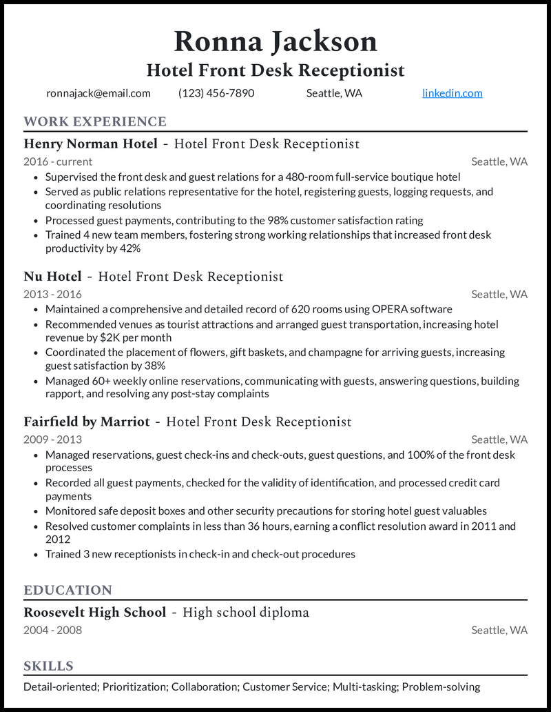 9 Front Desk Receptionist Resume Examples For 2025