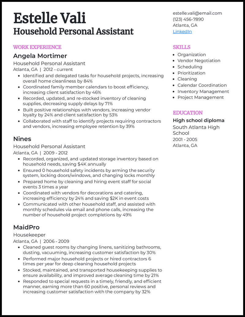7 Personal Assistant Resume Examples for 2025