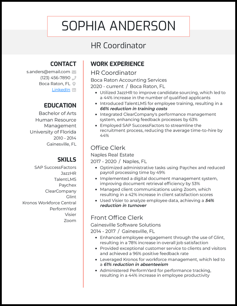 5 HR Coordinator Resume Examples [& Templates]