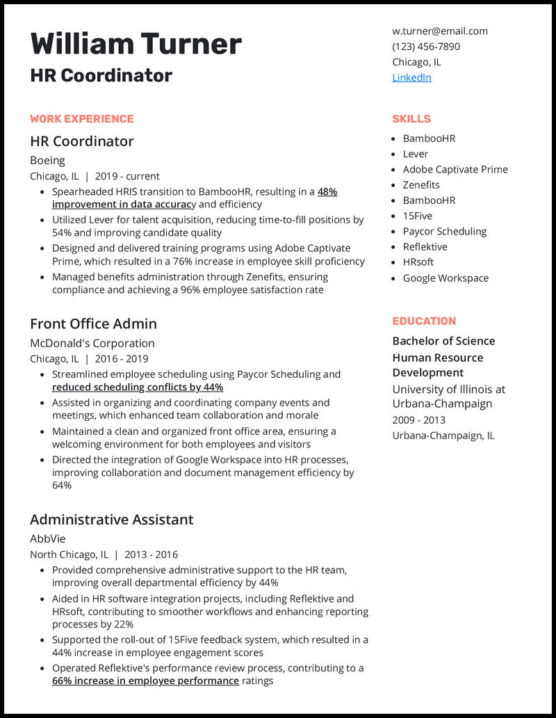 5 HR Coordinator Resume Examples [& Templates]