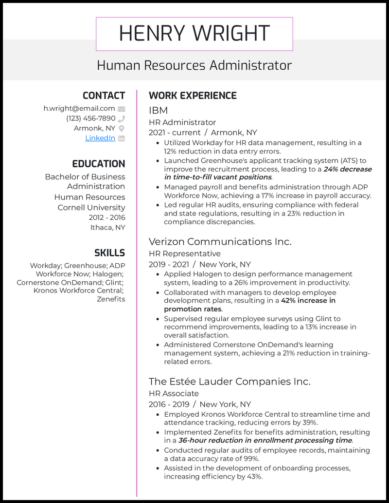31 Human Resources (HR) Resume Examples for 2024