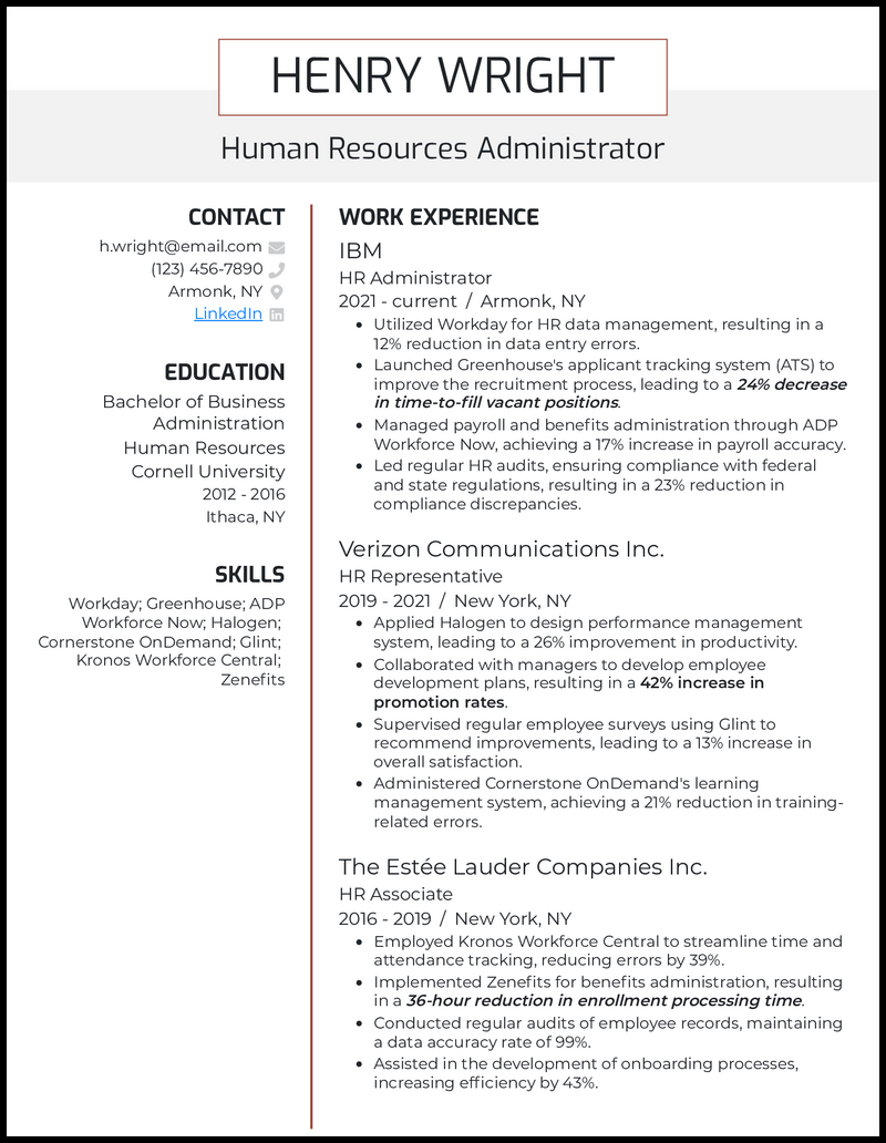 31 Human Resources (HR) Resume Examples for 2024