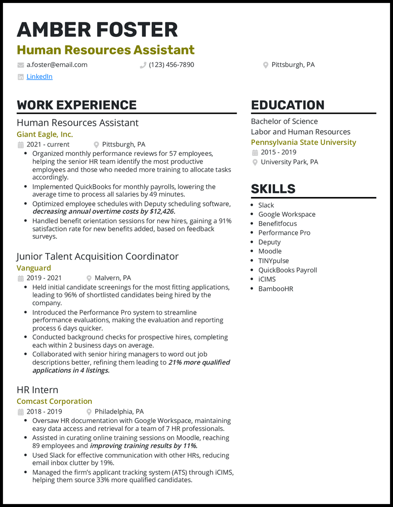 5 Human Resources (HR) Assistant Resume Examples [& Templates]