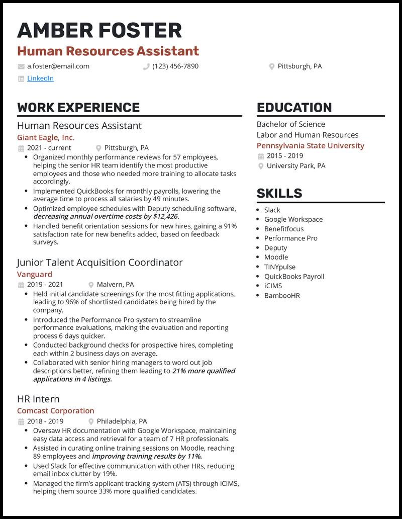 5 Human Resources (HR) Assistant Resume Examples [& Templates]