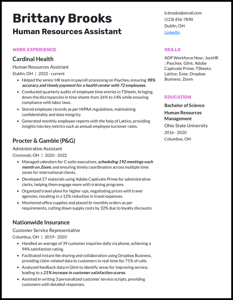 5 Human Resources (HR) Assistant Resume Examples [& Templates]