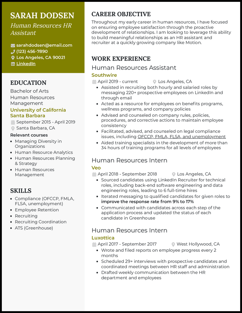 5 Human Resources (HR) Assistant Resume Examples [& Templates]