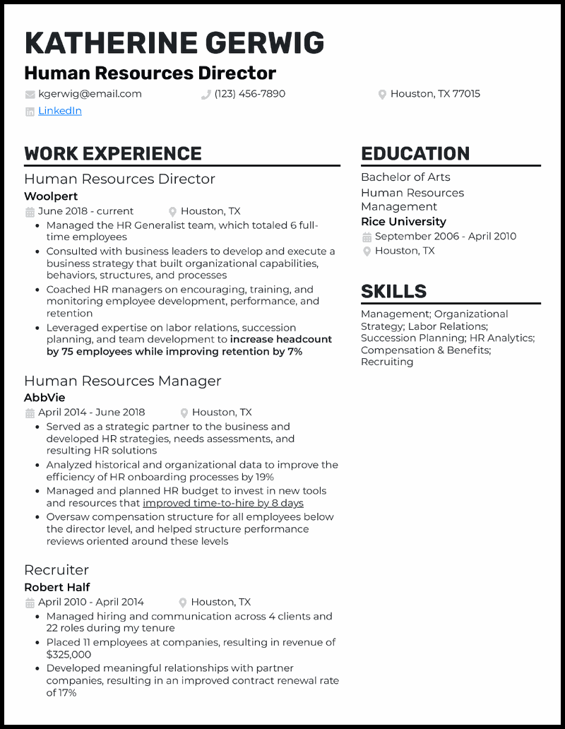 3 Human Resources (HR) Director Resume Examples [& Templates]